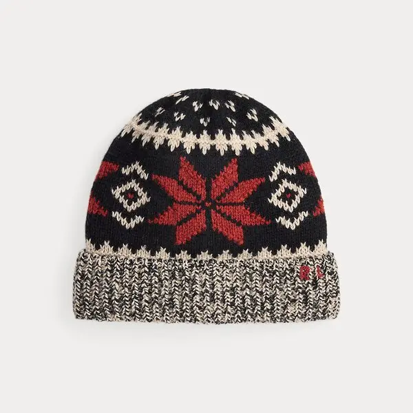 Ralph Lauren Snowflake Marled Wool-blend Beanie - Black/red/cream