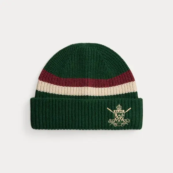 Ralph Lauren Embroidered Rib-knit Wool Beanie