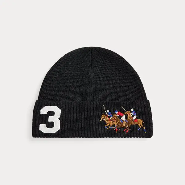 Ralph Lauren Triple-pony Rib-knit Beanie - Polo Black