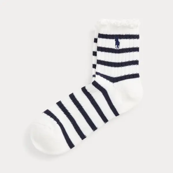 Ralph Lauren Striped Ankle Socks - White