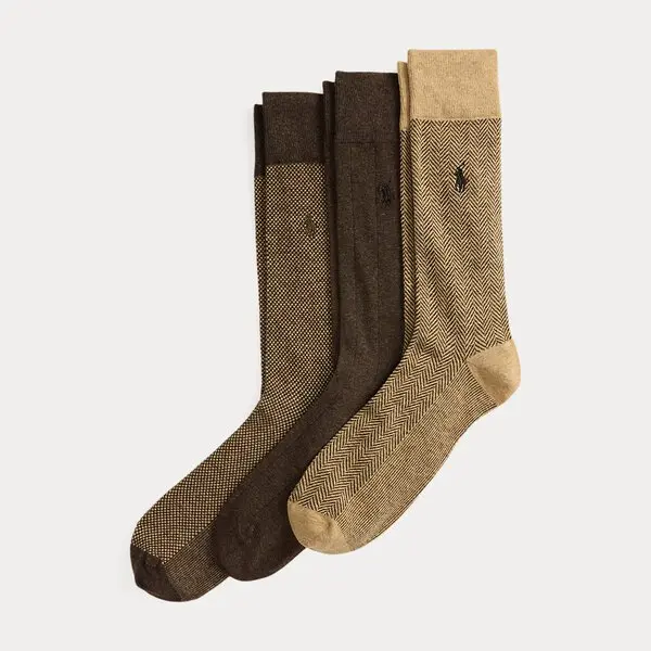 Ralph Lauren Patterned Trouser Sock 3-pack - Beige