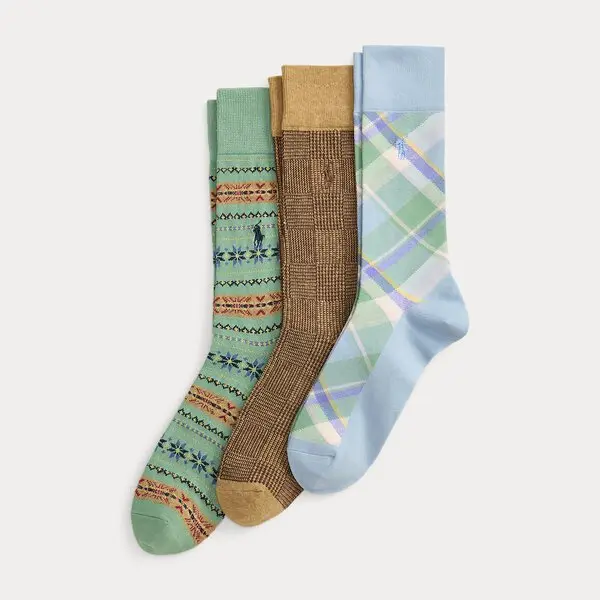 Ralph Lauren Patterned Trouser Sock 3-pack - Loden/blue