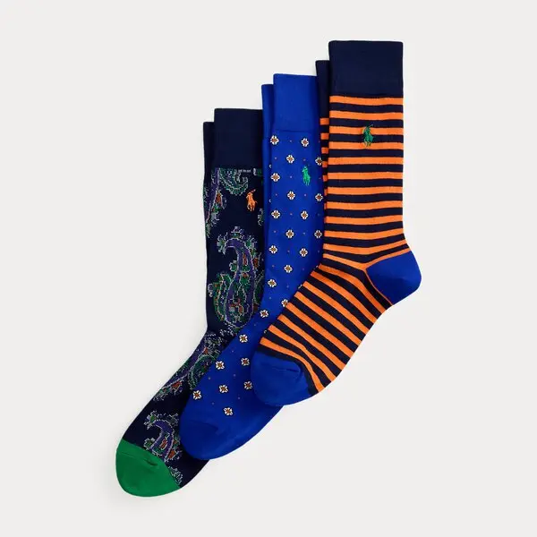 Ralph Lauren Patterned Trouser Sock 3-pack - Royal Multi