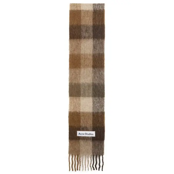 Acne Studios Vally Check Scarf - Dark Brown/white/brown