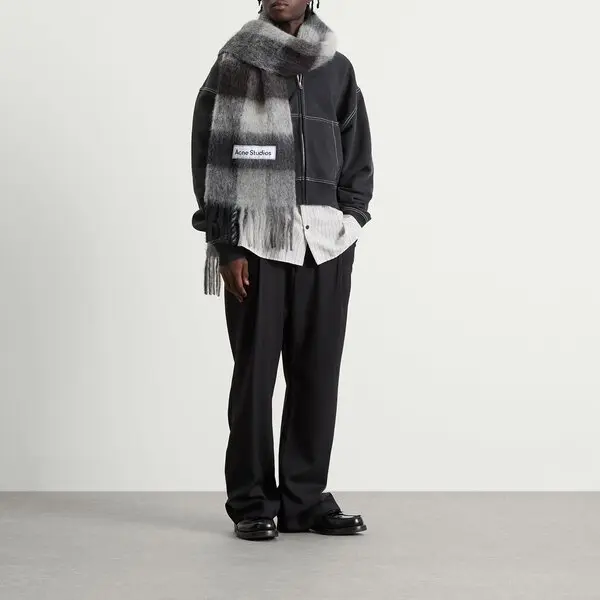Acne Studios Vally Check Scarf - Dark Black/grey/dark Grey