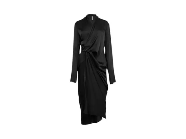 Rick Owens Charmeuse Wrap Dress - Black