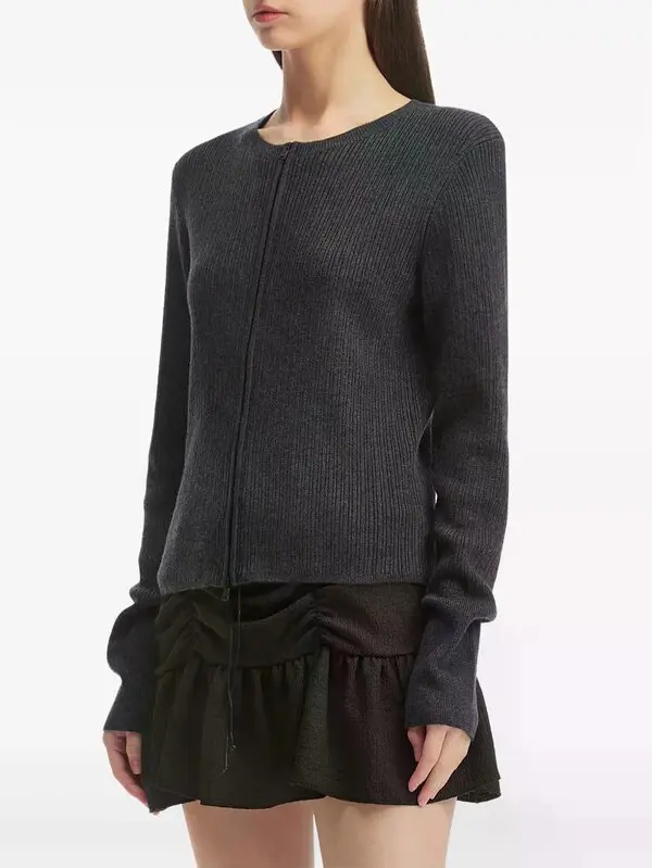 B+AB Ribbed Zip-front Cardigan