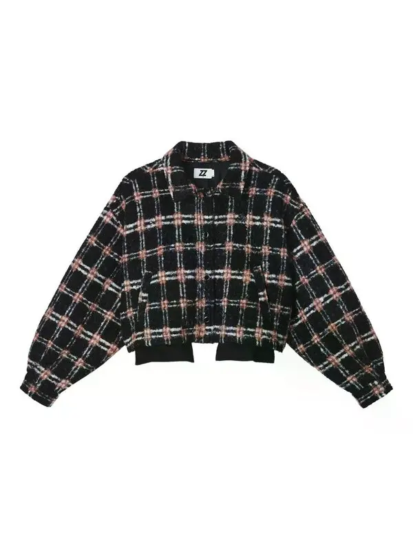 Izzue Checked Balloon-sleeve Jacket