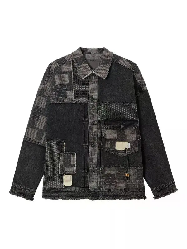 MUSIUM DIV. Patchwork Frayed-effect Shirt Jacket