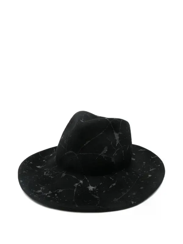 YESEY Crackle-print Fedora Hat - Black