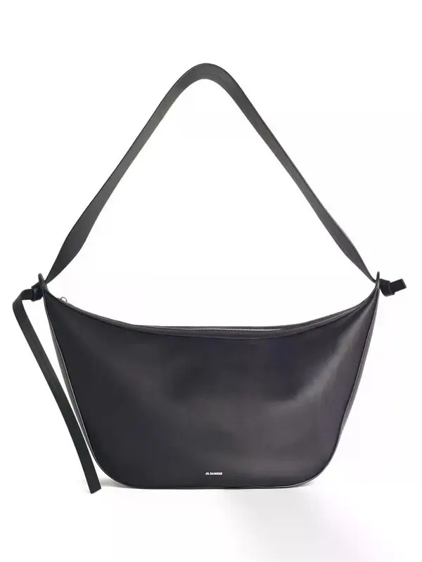 JIL SANDER Knotted Leather Shoulder Bag - Black