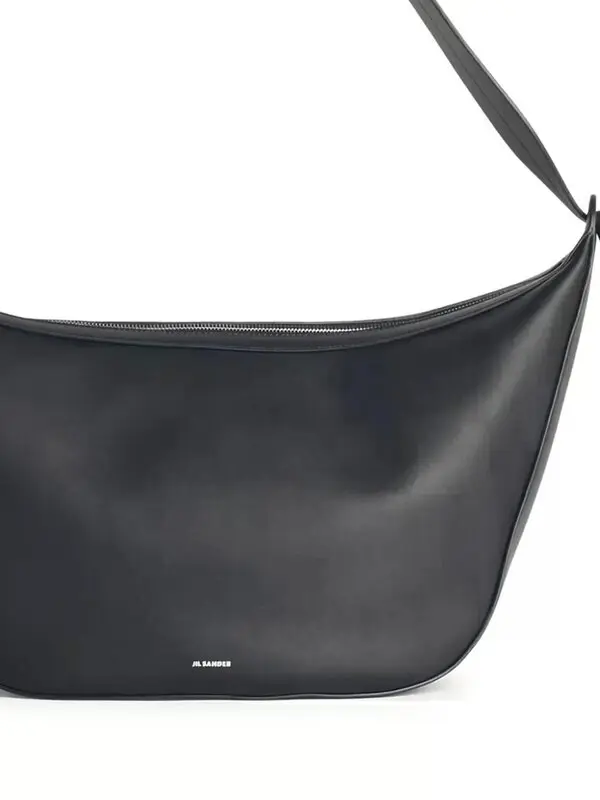 JIL SANDER Knotted Leather Shoulder Bag - Black