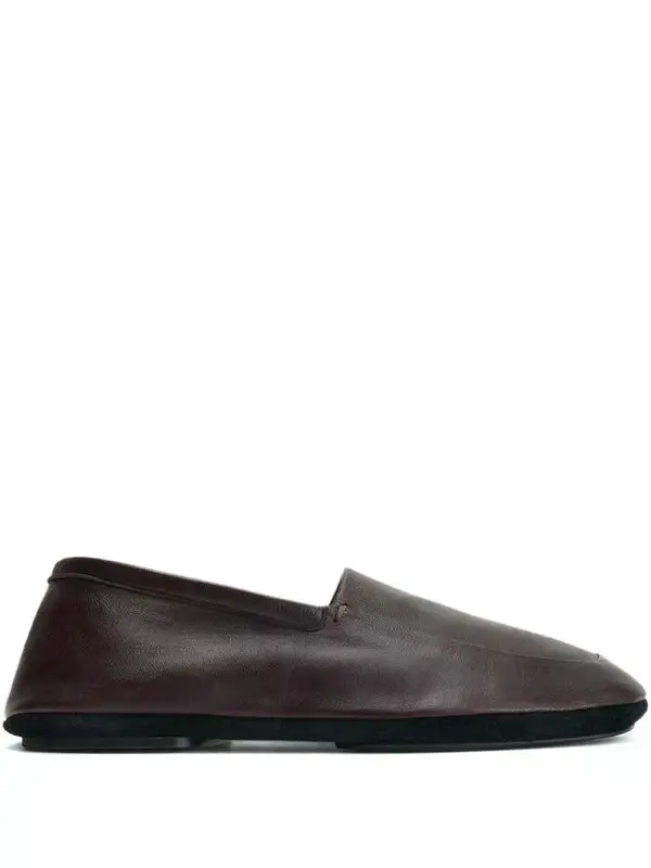 LEMAIRE Square-toe Slippers - Brown