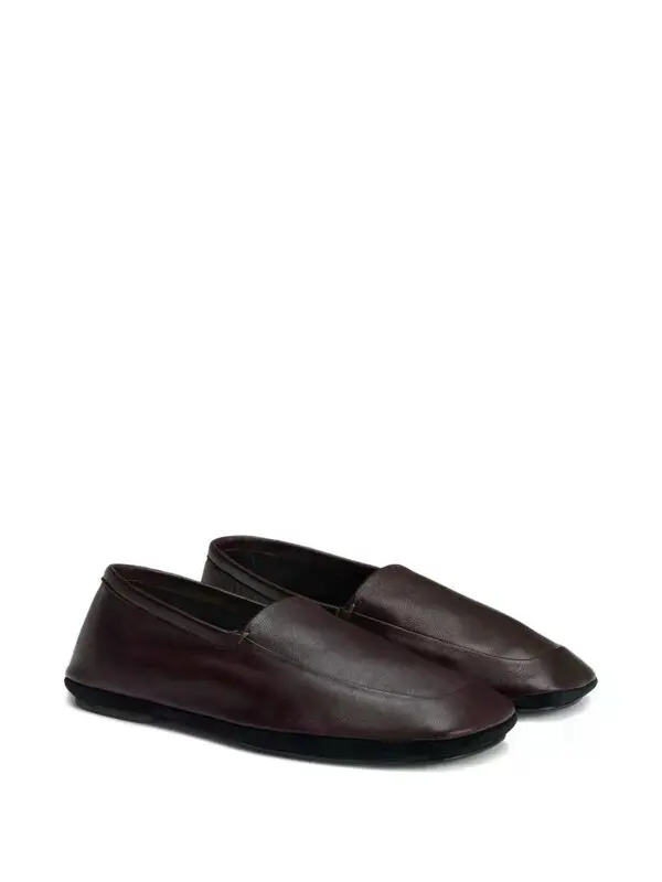 LEMAIRE Square-toe Slippers - Brown
