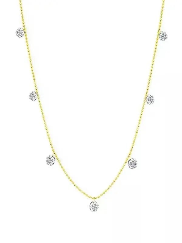 GRAZIELA 18k Yellow Floating Diamond Necklace - Gold