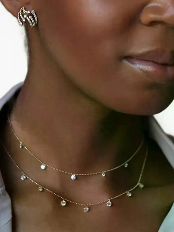 GRAZIELA 18k Yellow Floating Diamond Necklace - Gold