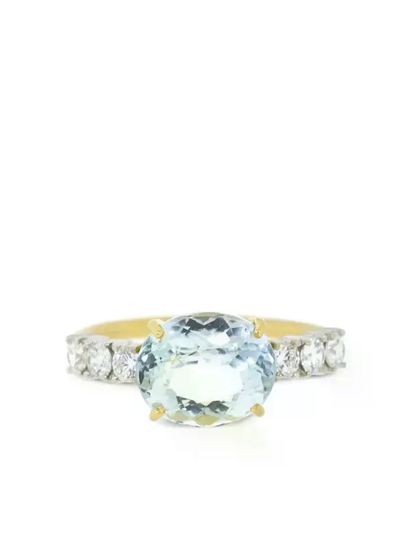 Irene Neuwirth 18k Aquamarine And Diamond Ring - Gold