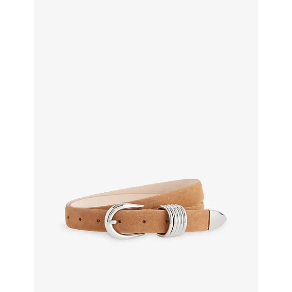 DEHANCHE Hollyhock Suede Mixed Metal Belt - Caramel Suede / Silver
