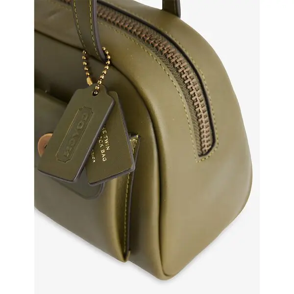 Coach Twin Turnlock 20 Leather Shoulder Bag - B4/Olive | Editorialist