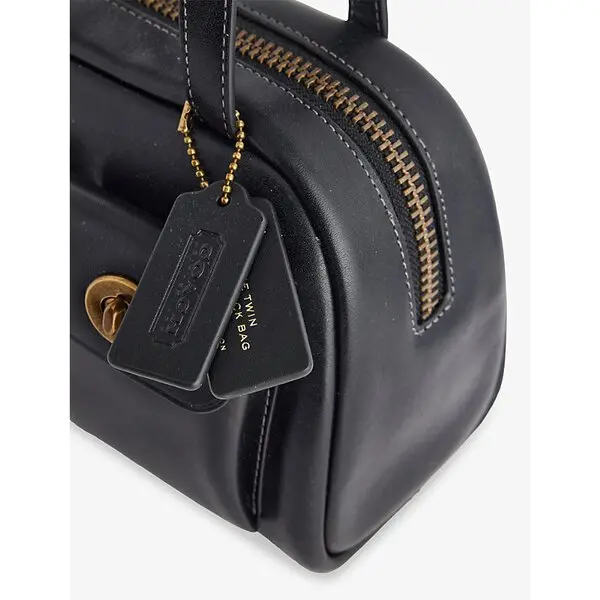 バッグ COACH COACH Twin Turnlock 20 Leather Shoulder Bag - B4/black | Editorialist