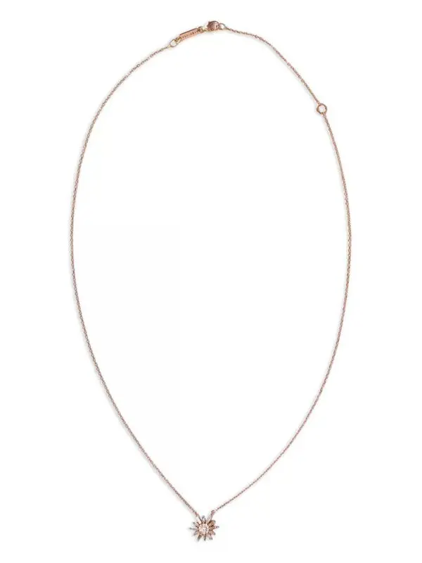SUZANNE KALAN 18k Rose Gold Diamond Floral Pendant Necklace - Pink