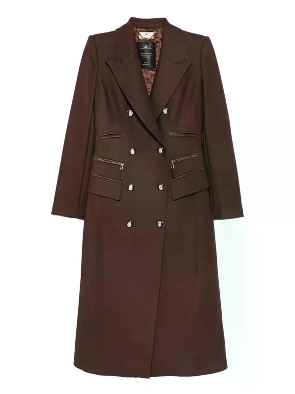 Elisabetta Franchi Leather-trimmed Double-breasted Coat