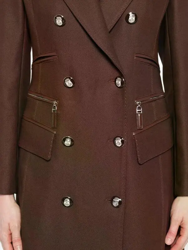 Elisabetta Franchi Leather-trimmed Double-breasted Coat