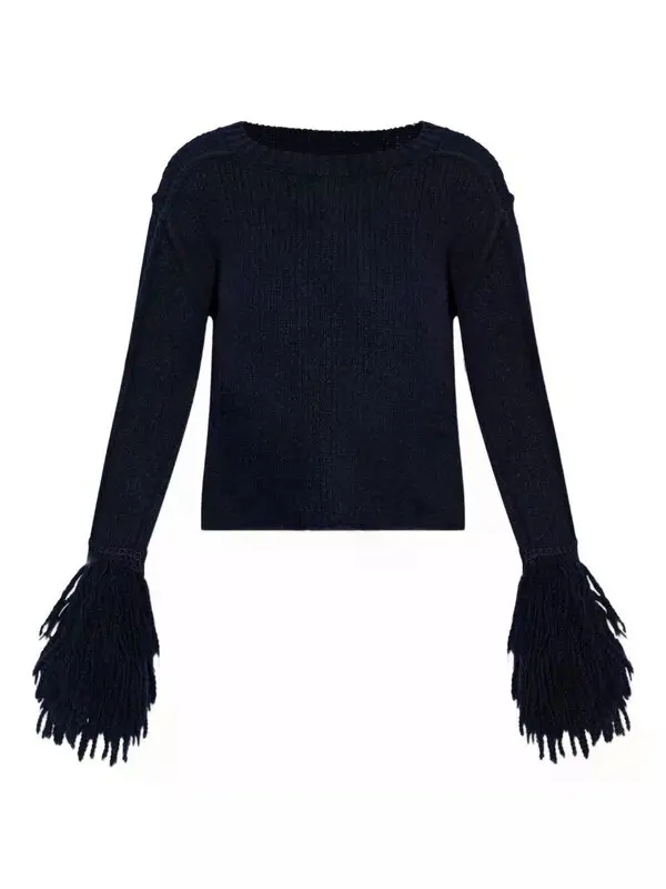 Etro Ribbed Knit Top With Fringe Detailing