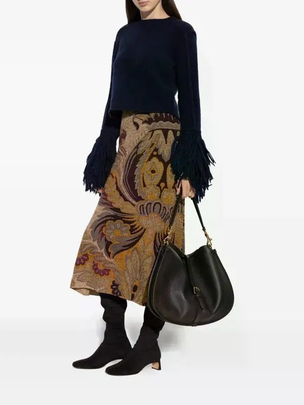 Etro Ribbed Knit Top With Fringe Detailing