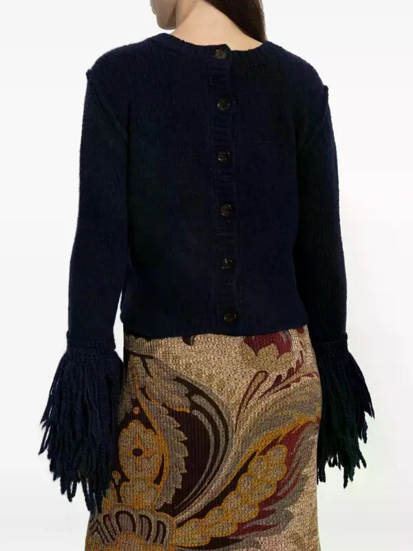 Etro Ribbed Knit Top With Fringe Detailing