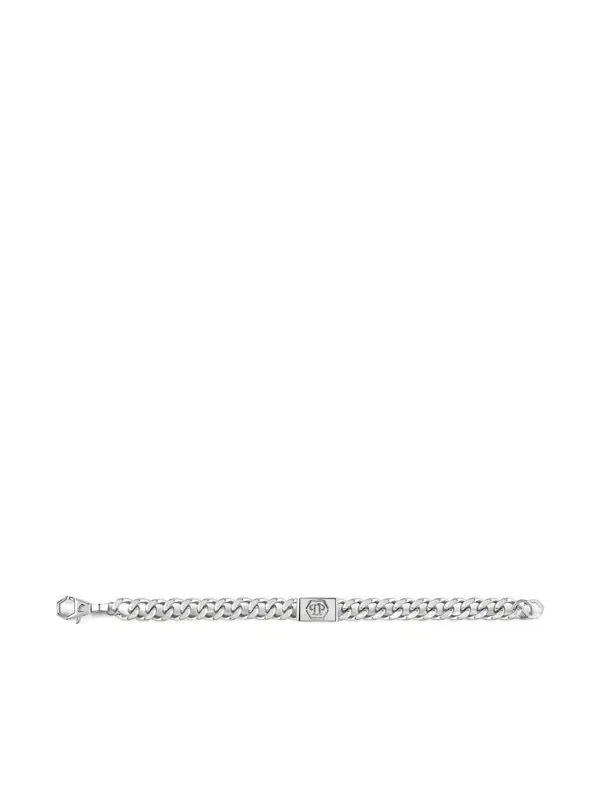 Philipp Plein Tag Logo-plaque Bracelet - Silver