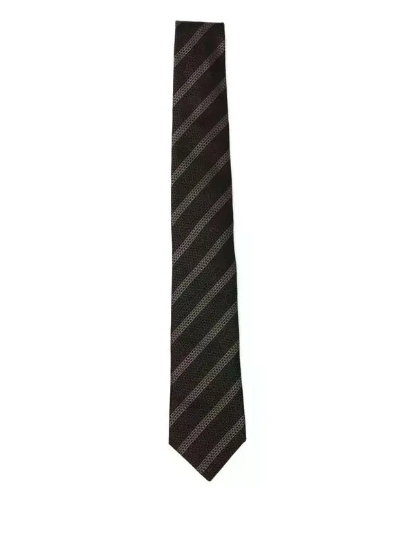 Brunello Cucinelli Striped Silk Neck Tie - Brown