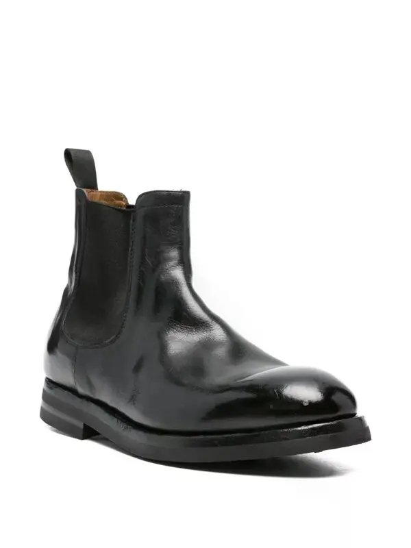 GREEN GEORGE Elasticated-panel Leather Chelsea Boots - Black