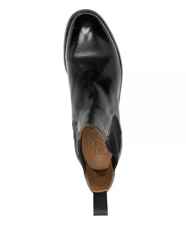 GREEN GEORGE Elasticated-panel Leather Chelsea Boots - Black