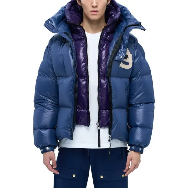 ALPHA STYLE Kudu Hooded Puffer Down Jacket - Blue