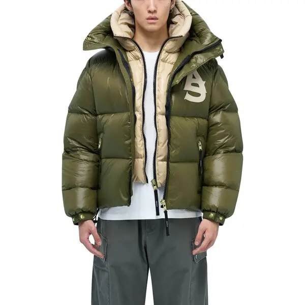 ALPHA STYLE Kudu Hooded Puffer Down Jacket - Green