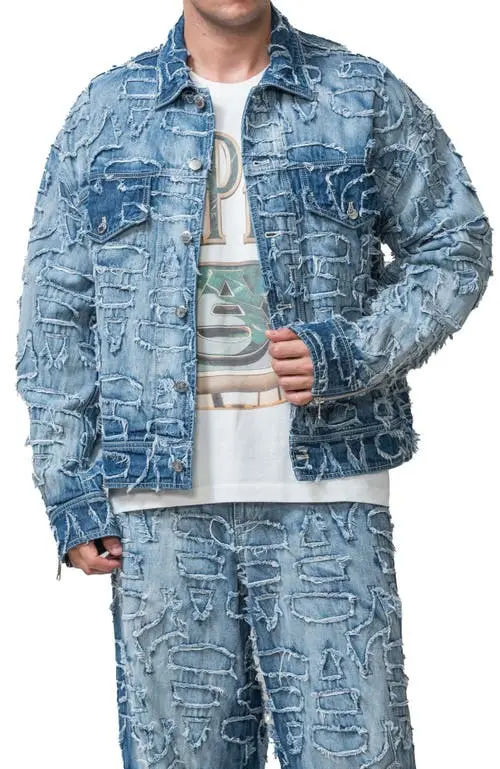 ALPHA STYLE Alida Burnout Denim Jacket