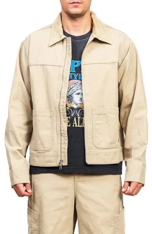 ALPHA STYLE Zip-up Workwear Jacket - Khaki
