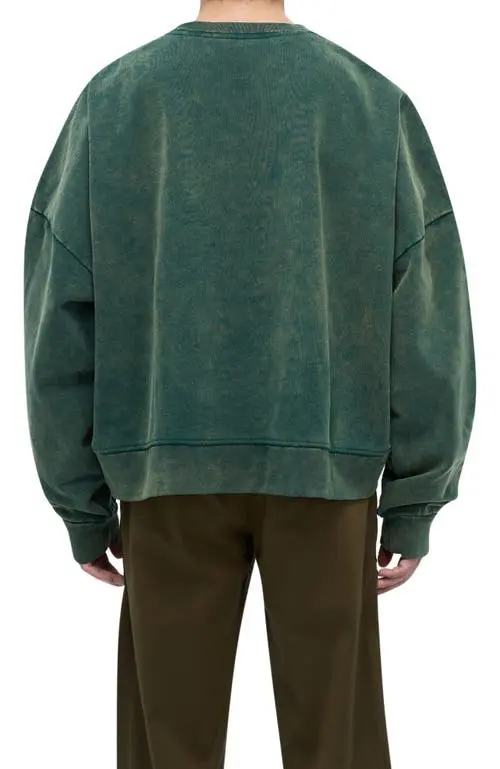 ALPHA STYLE Heavyweight French Terry Crewneck Sweatshirt - Green