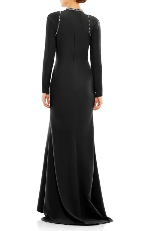 Mac Duggal Raglan Long Sleeve High Neck Gown