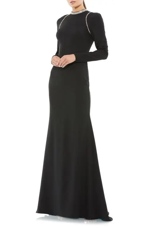Mac Duggal Raglan Long Sleeve High Neck Gown