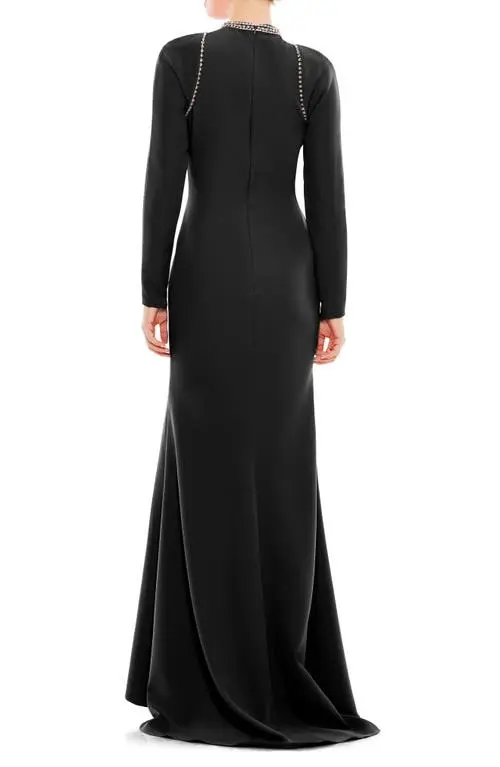 Mac Duggal Raglan Long Sleeve High Neck Gown
