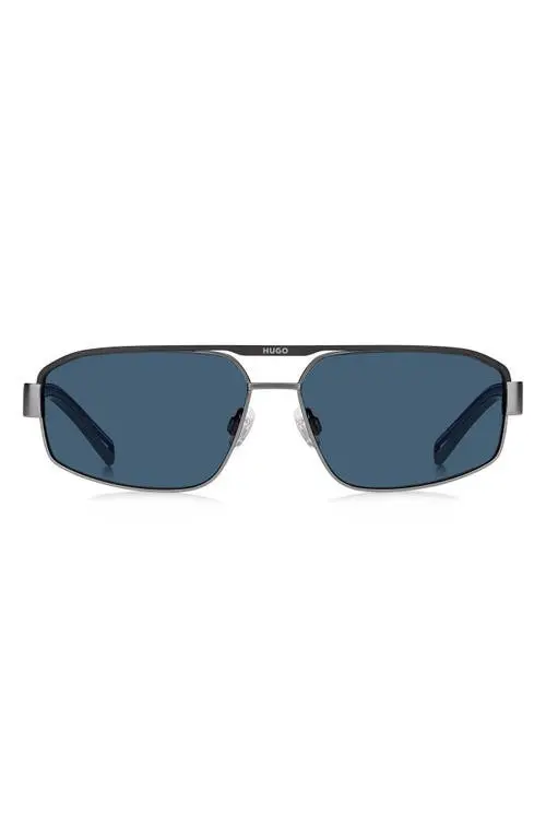 BOSS 60mm Navigator Sunglasses - Matte Ruthenium Black/blue