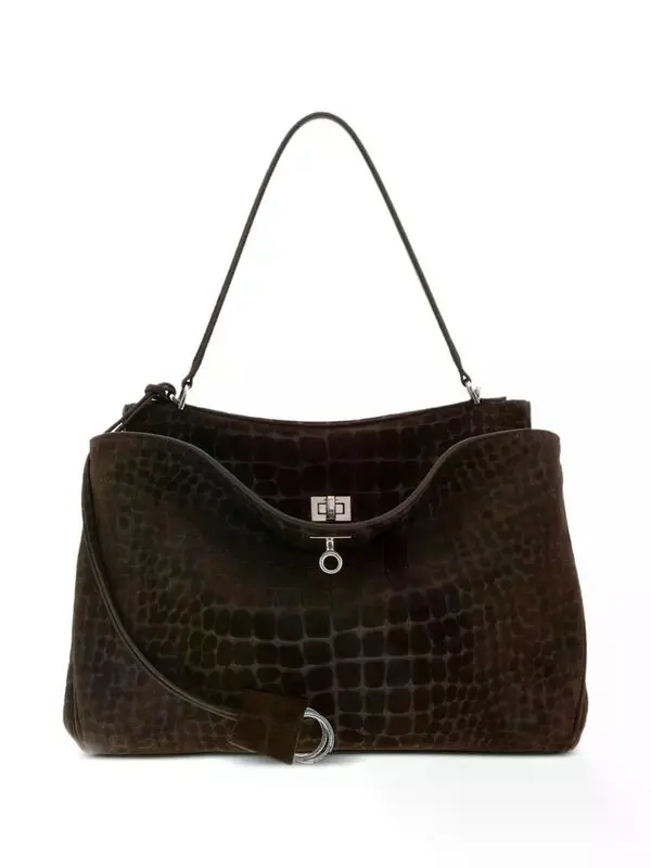 Balenciaga Medium Rodeo Crocodile-embossed Top-handle Shoulder Bag