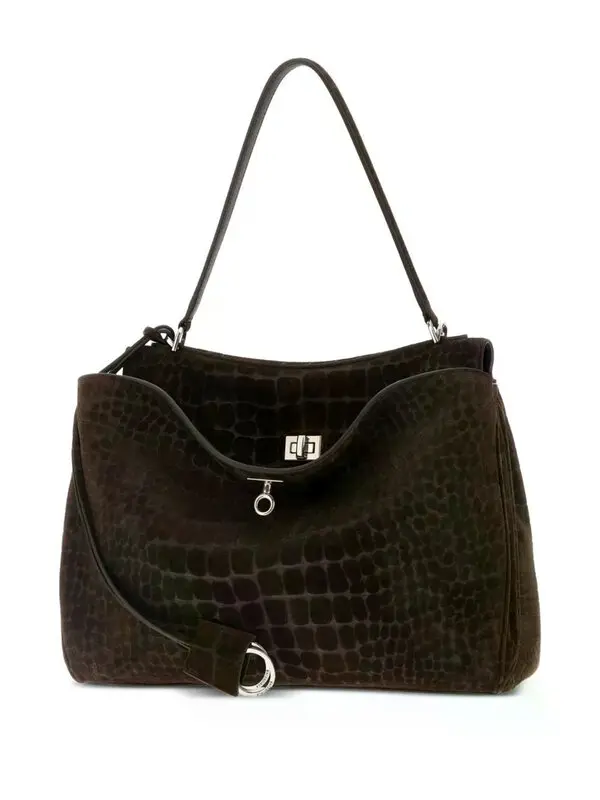 Balenciaga Medium Rodeo Crocodile-embossed Top-handle Shoulder Bag