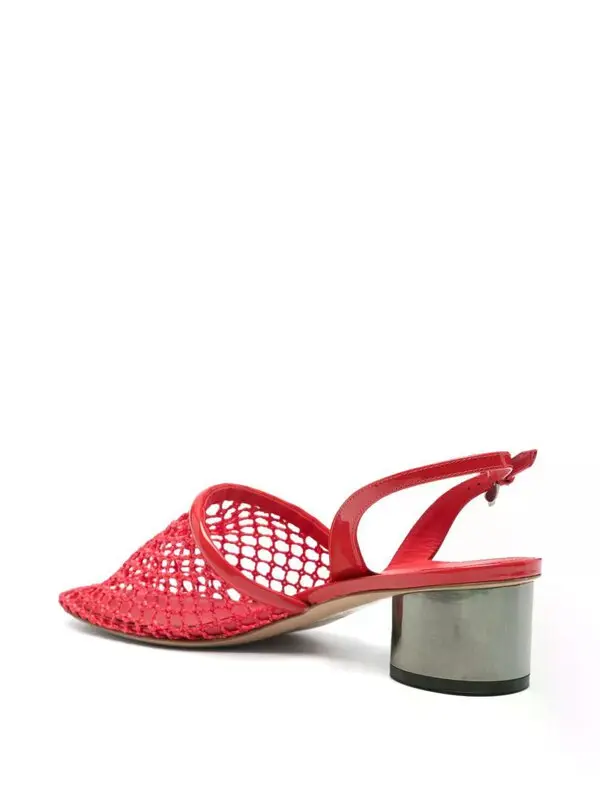 FERRAGAMO Slingback Net Heeled Pumps - Red