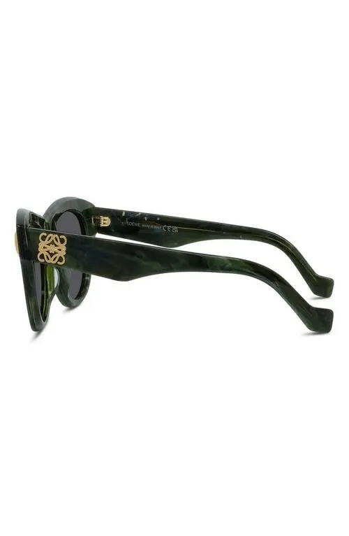 Loewe Anagram Round Sunglasses - Shiny Dark Green/smoke