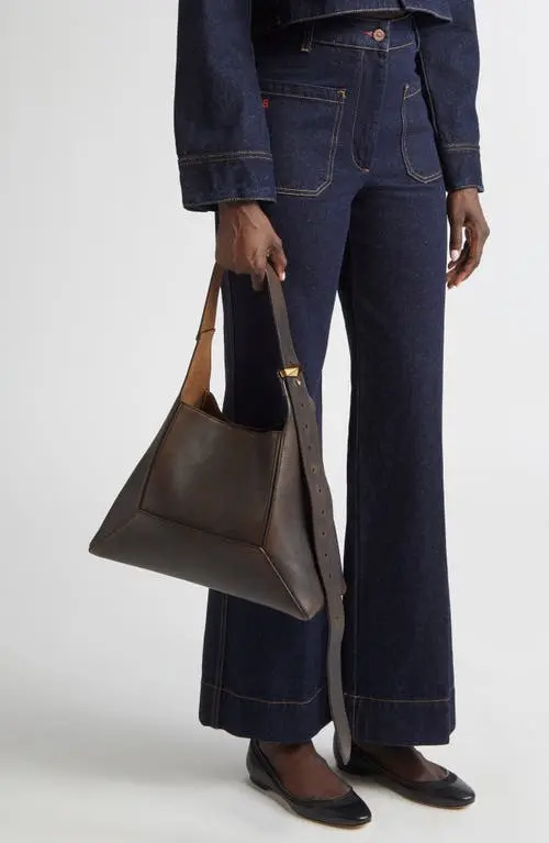 JIMMY CHOO Medium Diamond Leather Hobo Bag - Cognac/gold