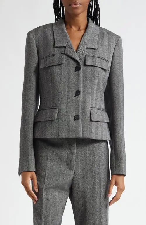 FERRAGAMO Wool-blend Herringbone Crop Jacket