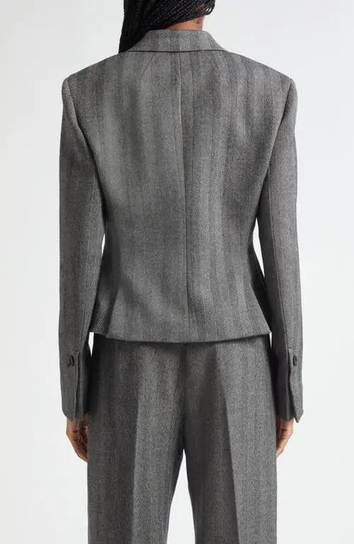 FERRAGAMO Wool-blend Herringbone Crop Jacket